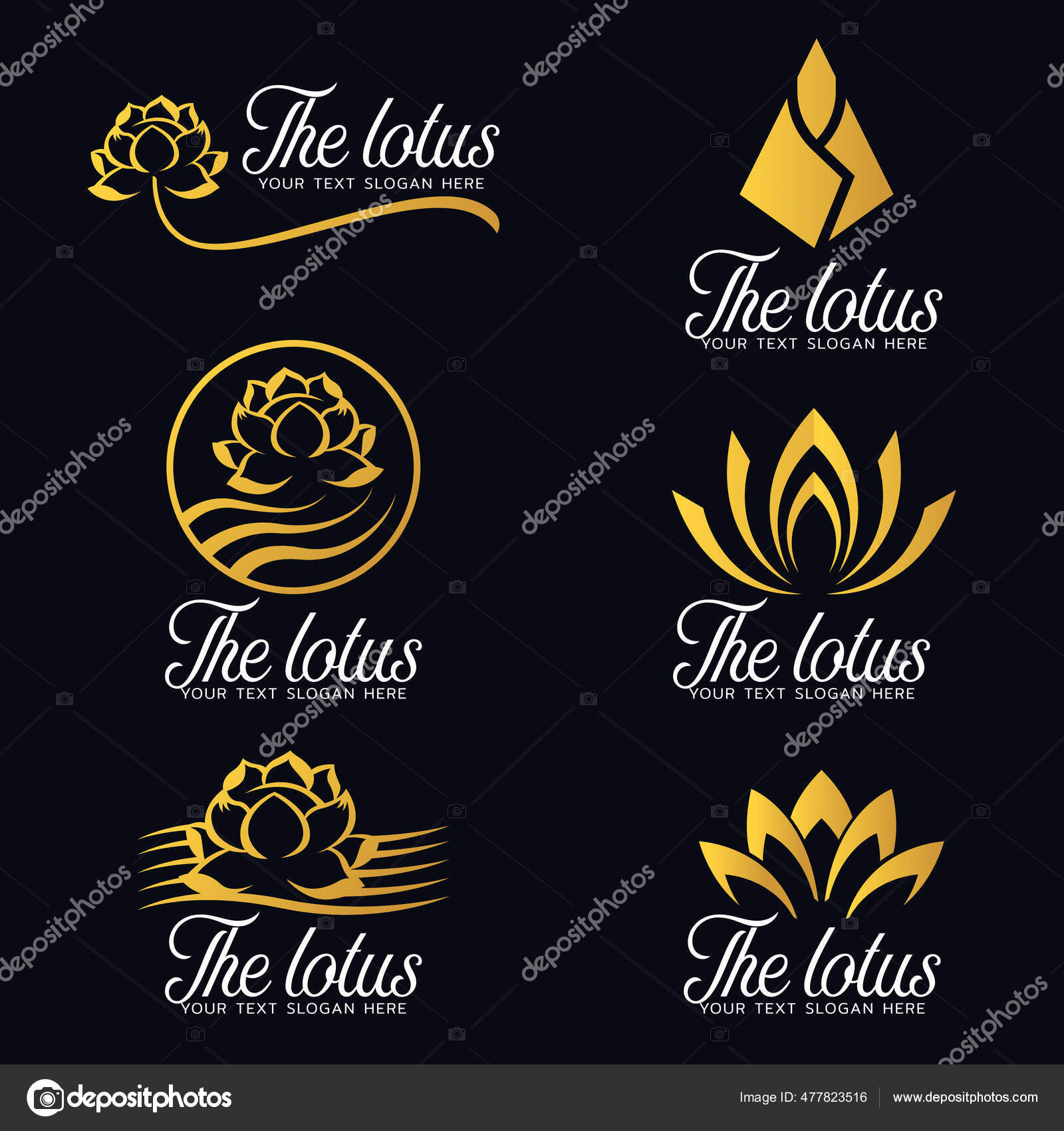 Loto Oro Flor Logo Vector Conjunto Diseño Vector de stock por ©Beginos ...