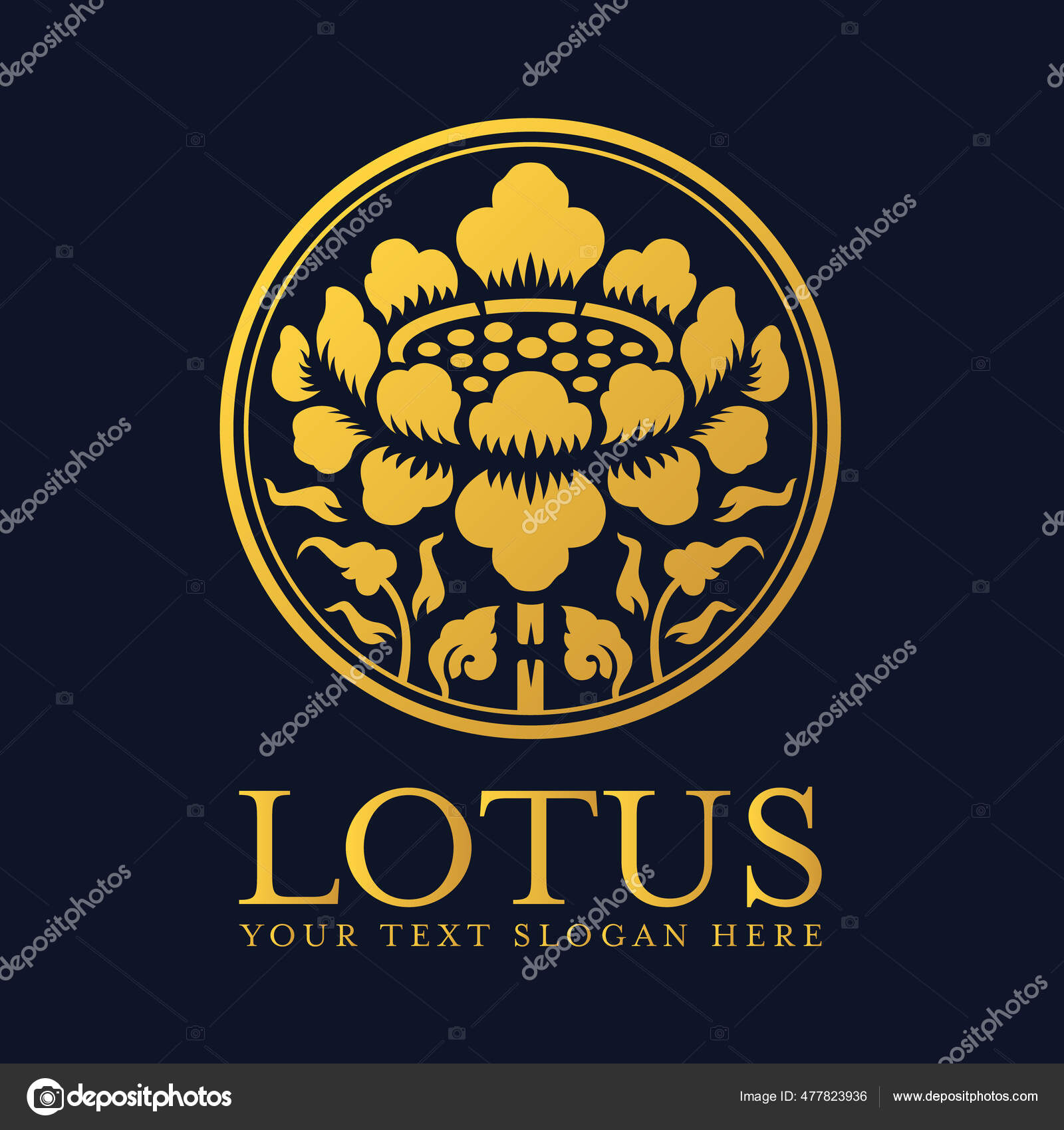 Loto Oro Logotipo Del Marco Del Círculo Diseño Del Vector Vector de ...