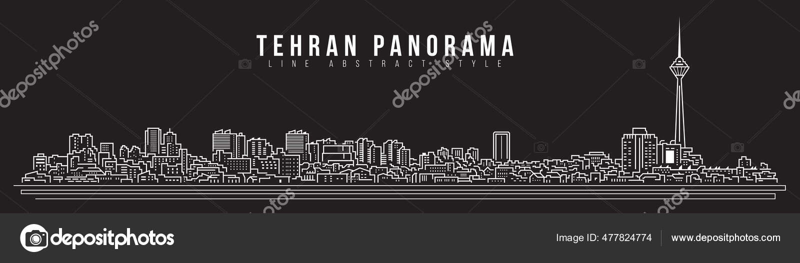 Cityscape Building Line Art Vector Illustration Design Tehran City ...