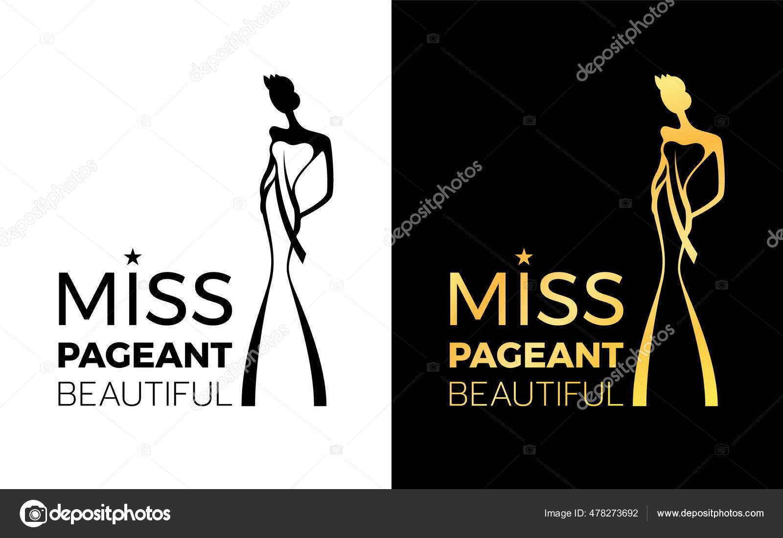 Image vectorielle Miss Concours Beatiful Logo Signe Avec Femme Porter ...