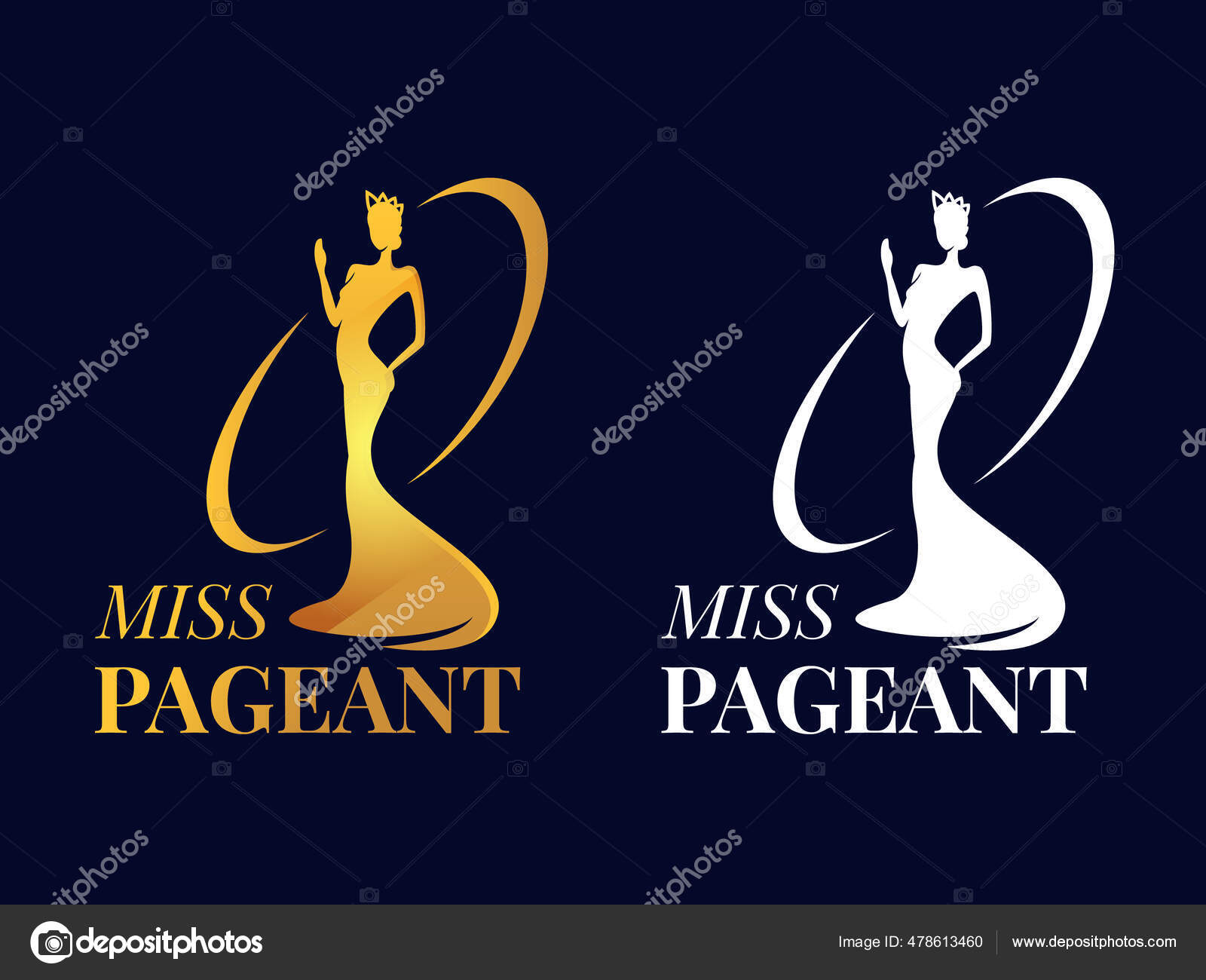 Miss Pageant Logo Sign Beauty Queen Wear Crown Motion Hand Vector de ...