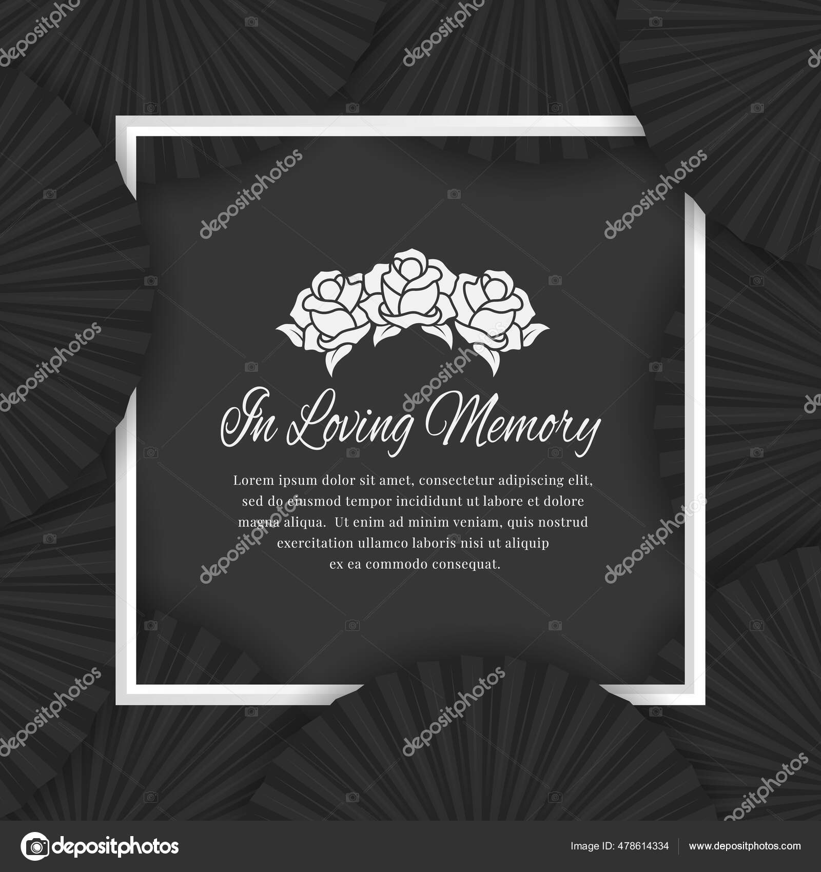 Loving Memory Text White Frame Abstract Black Fan Layer Background ...