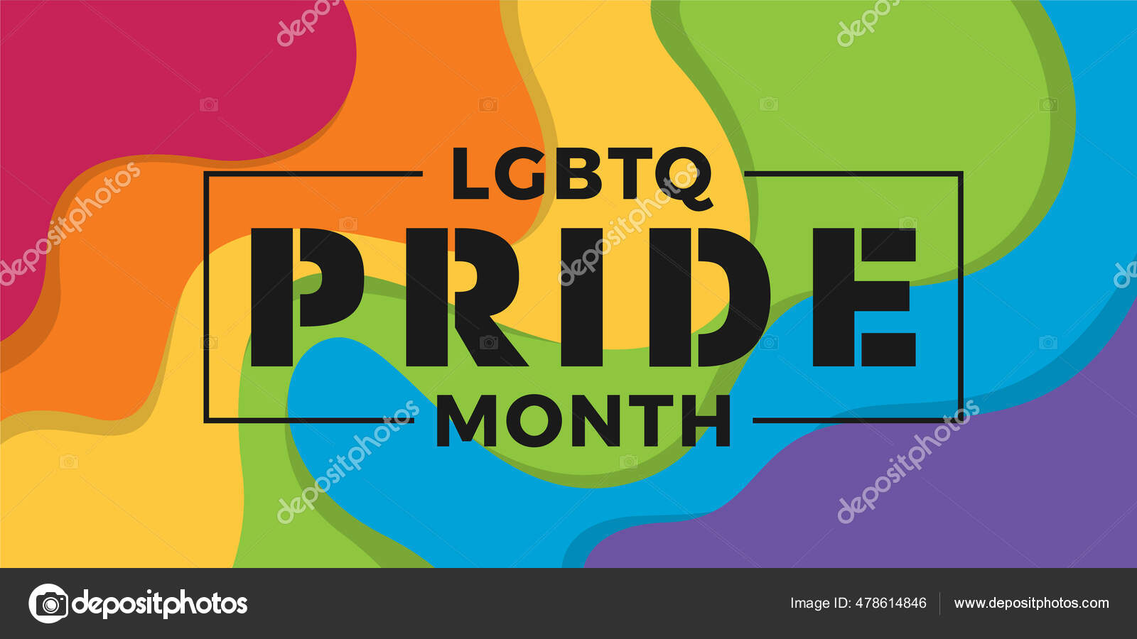 Lgbtq Pride Month Banner Typography Text Abstract Modern Curve Colorful Vector de stock ...