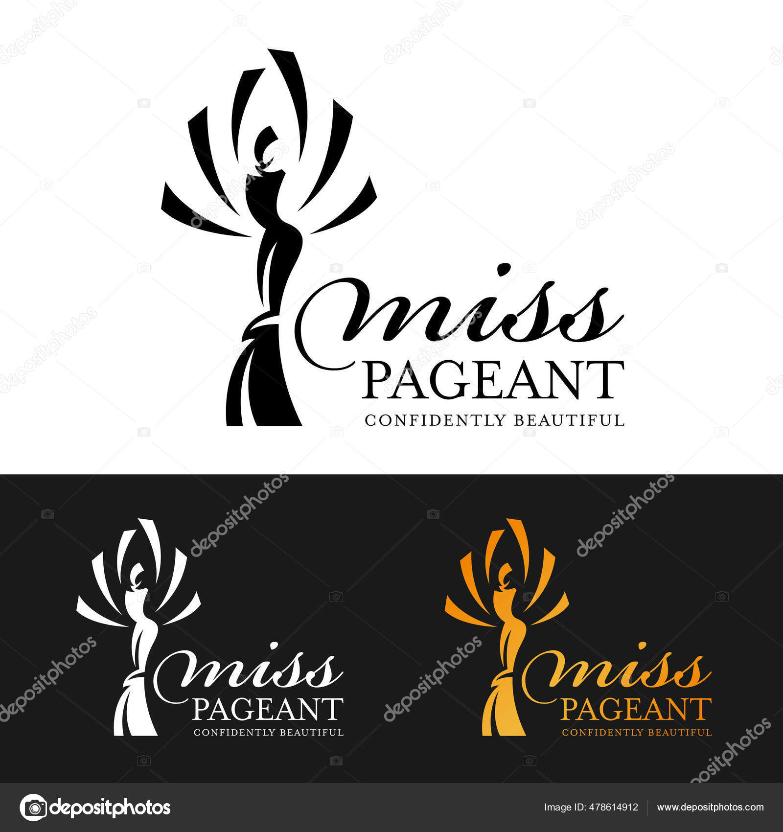 Miss Pageant Logo Sign Woman Queen Abstract Modern Style Vector Stock ...
