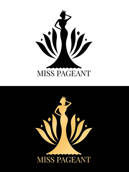 Miss Pageant Logo Gold Black Abstract Beauty Queen Wear Crown Stock ...