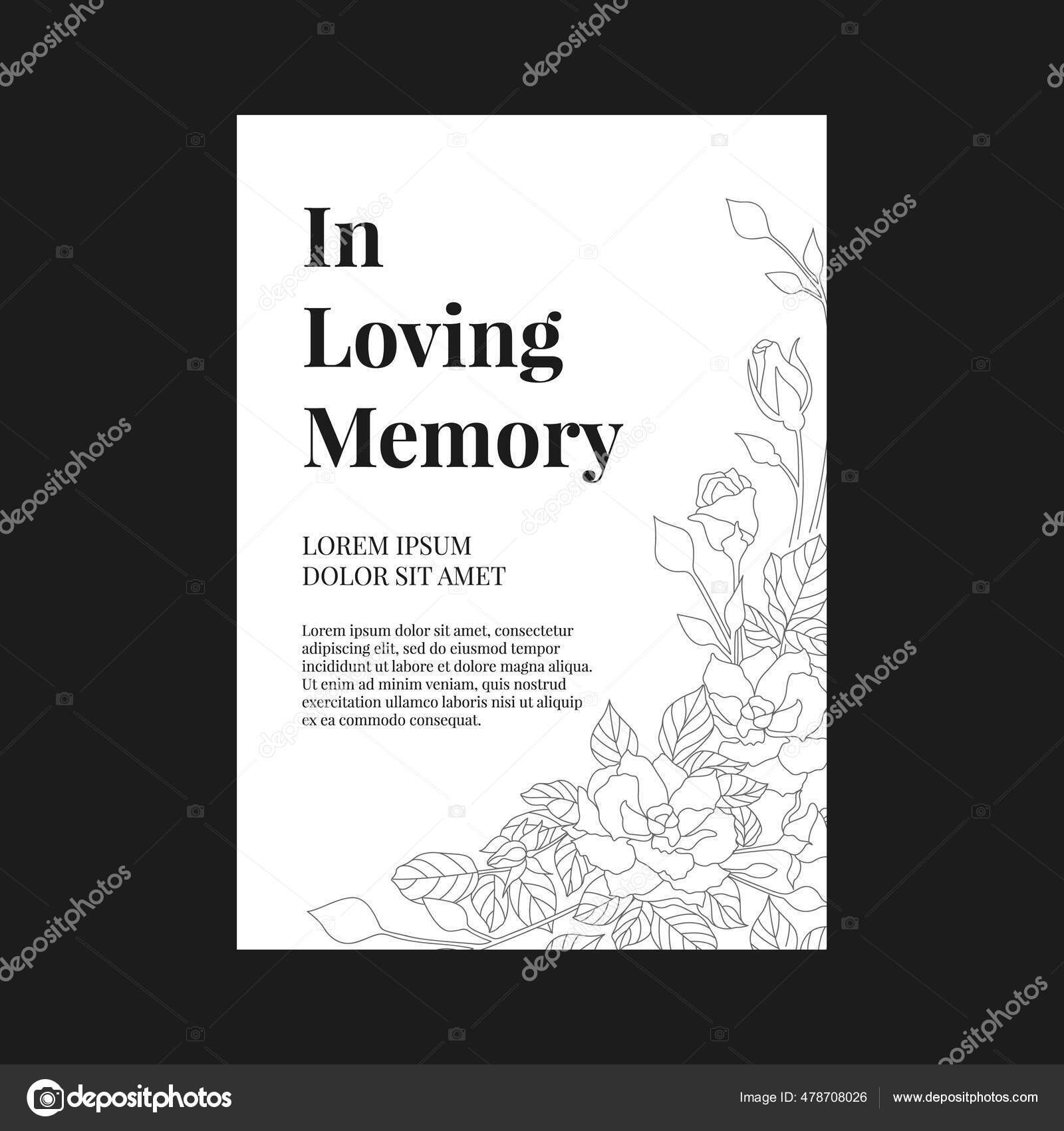 Funeral Banner Loving Memory Text Simple Text White Paper Abstract ...