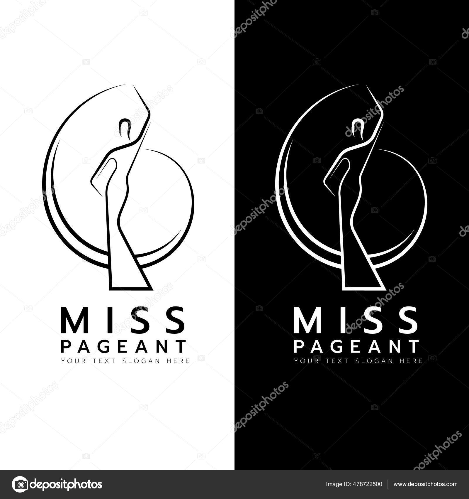 Miss Pageant Logo Abstract Line Beauty Queen Wear Dress Raise Stock ...