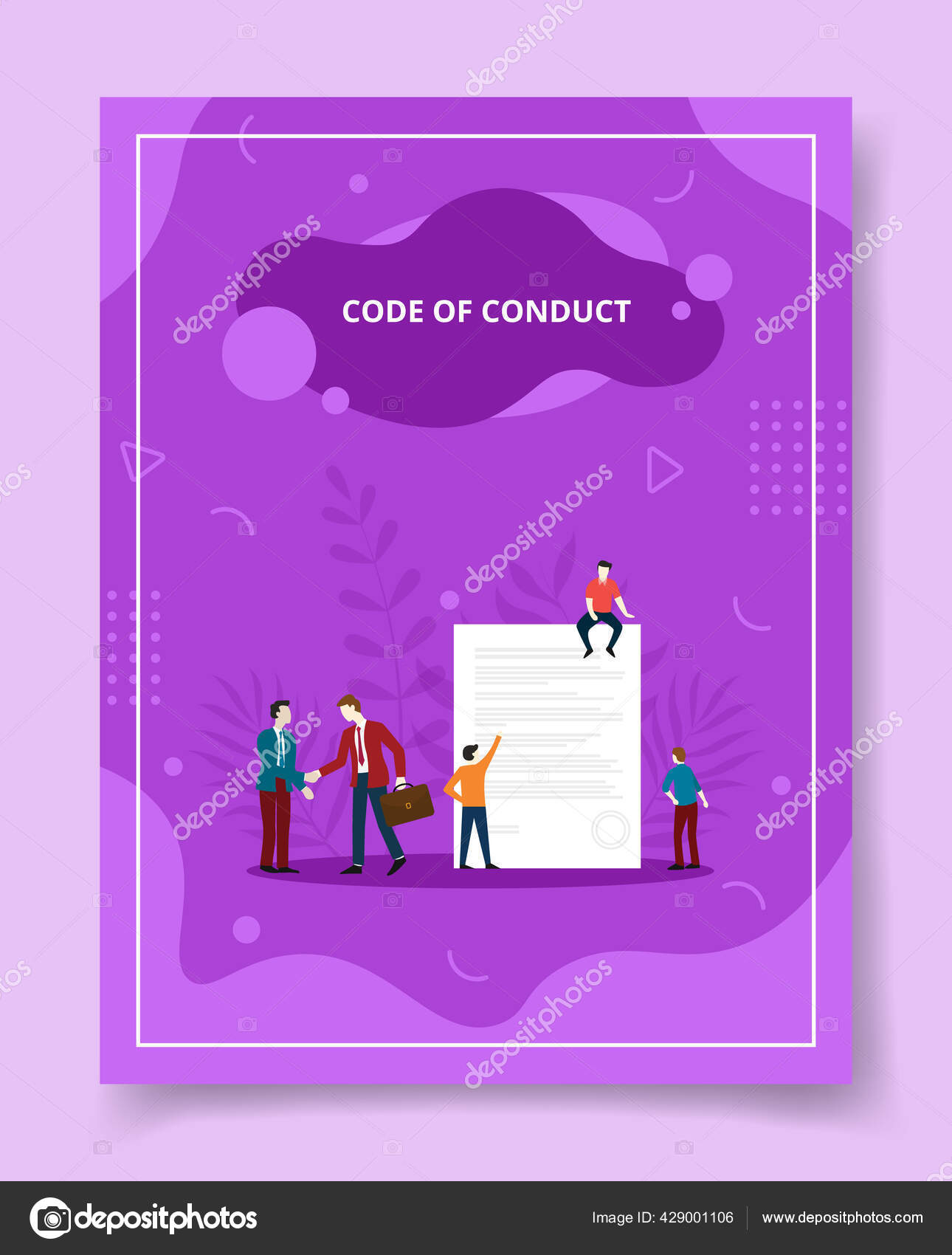 Code Conduct People Front Paper Standing Sitting Handshake Template ...