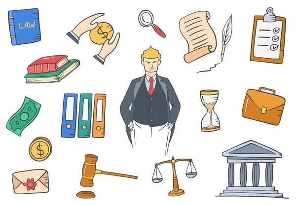 Doodle lawyer Vektor Stok, Ilustrasi Doodle lawyer Bebas Royalti ...
