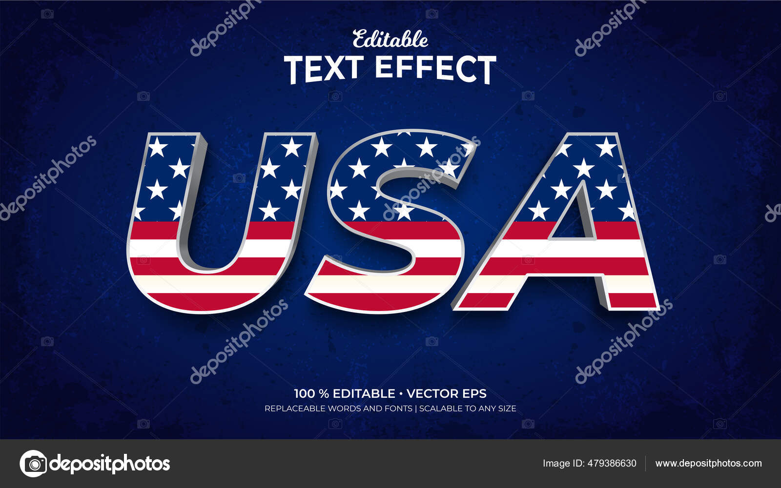 Text Effects United States America Text Effect Suitable Any Business ...