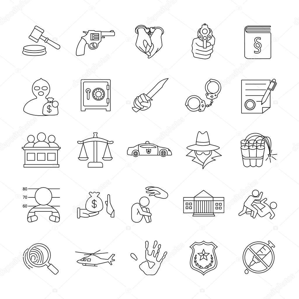 Crimes and Justice vector icons — Stock Vector © naripuru #94508908