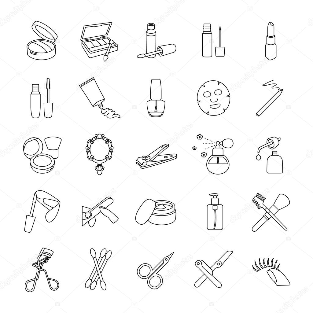 Beauty products outlines vector icons — Stock Vector © naripuru #95157320