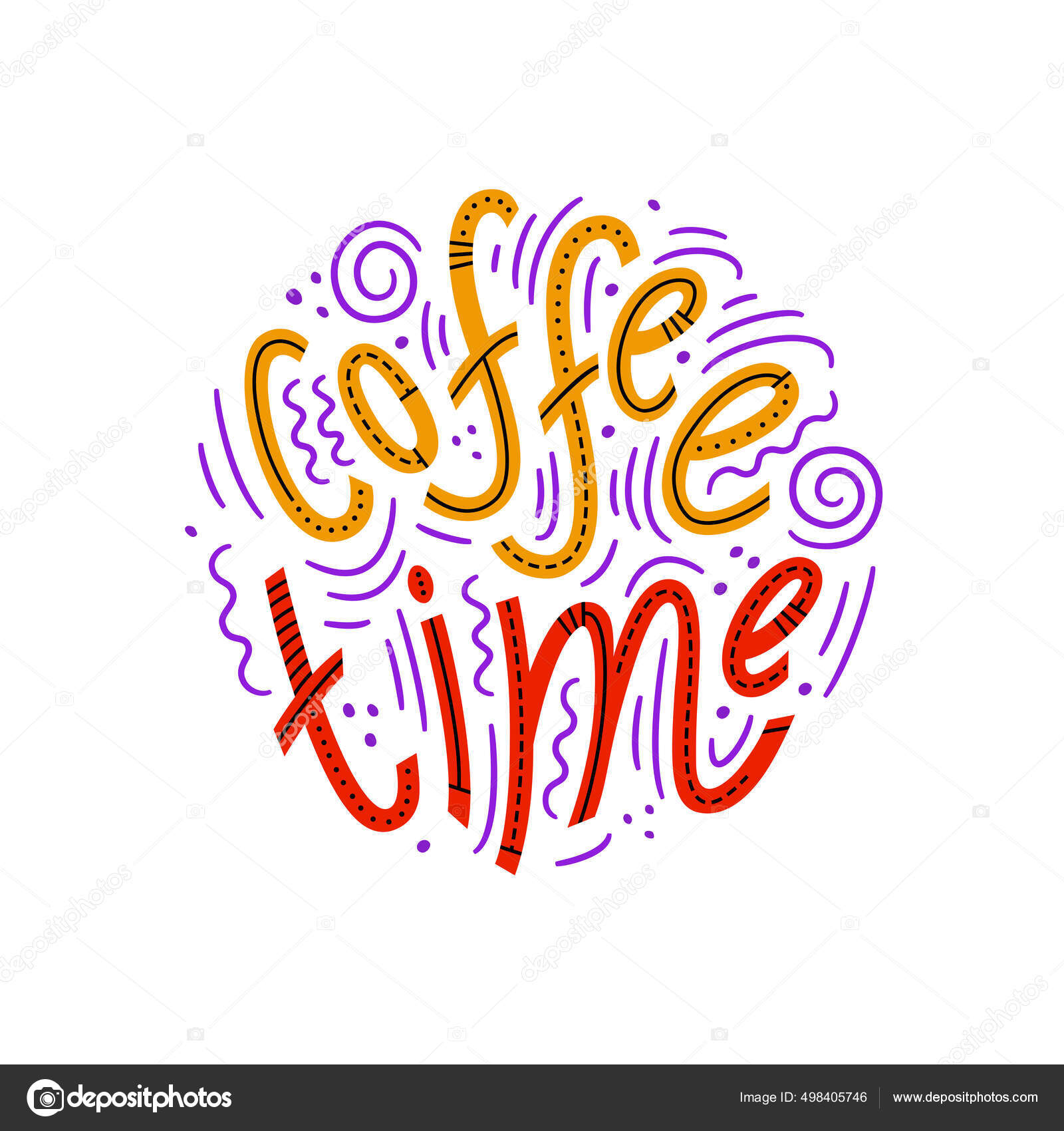 Coffee time. Handwritten lettering. Sticker. Stock Vector Image by ...
