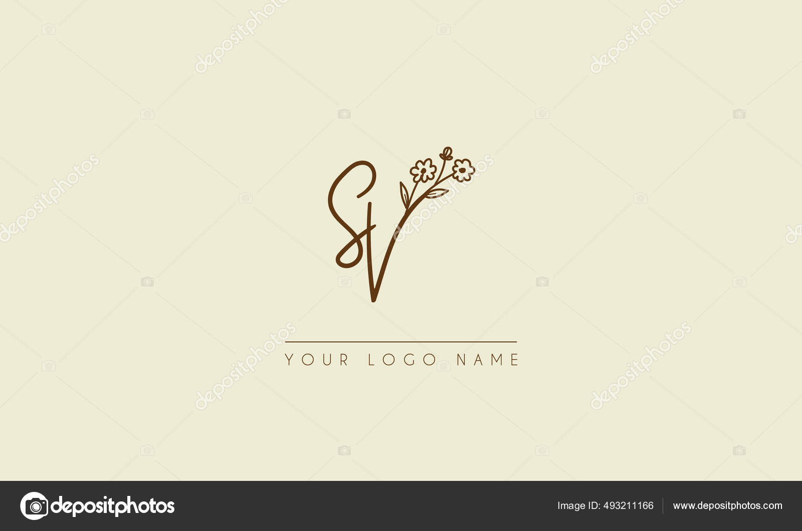 Initial Letter Signature Handwritten Wedding Botanical Floral Icon Logo ...