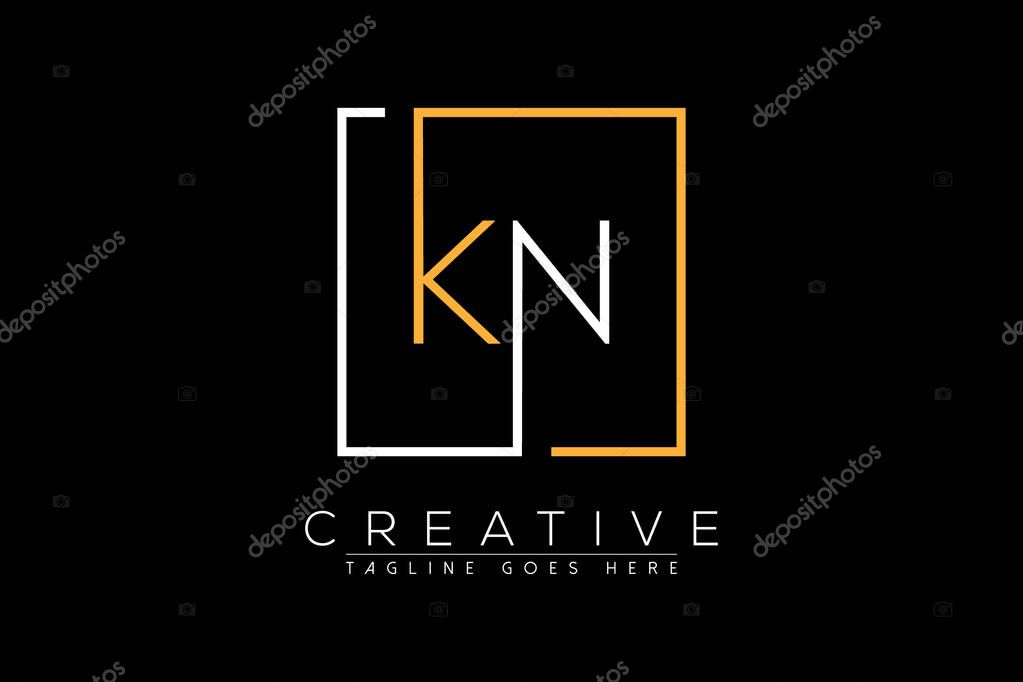 Letra Inicial Kn Nk N K Elegante Y De Lujo Inicial Con Marco