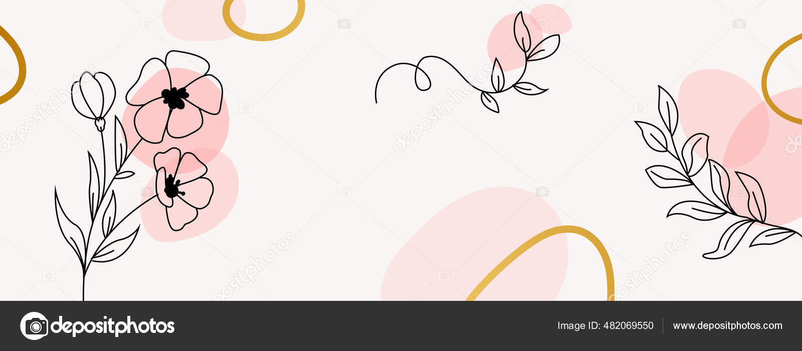 Minimal Vector Pink Background Flowers Summer Leaf Stock Vector Image ...