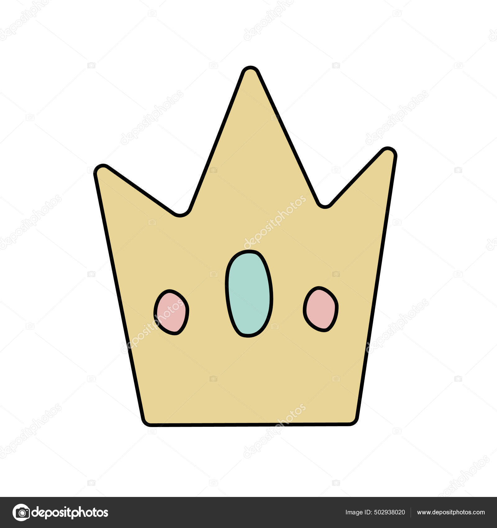 Cute Crown Doodle Icon Vector Illustration Royal Accessory Isolated ...