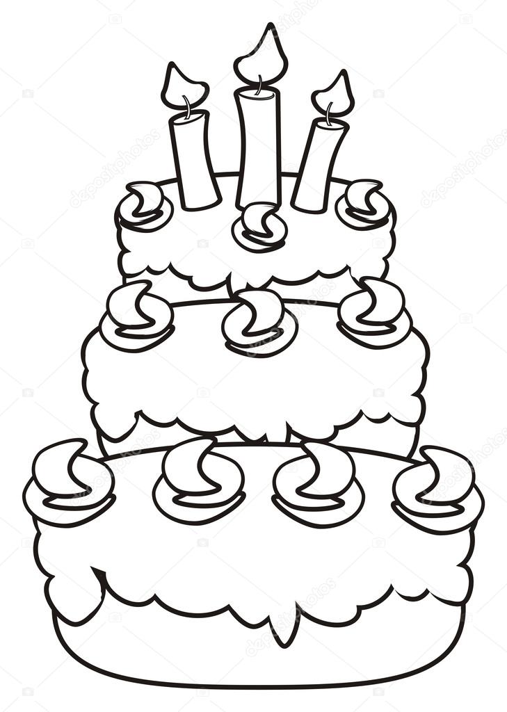 Coloring three storey cake with candles Stock Illustration by ...