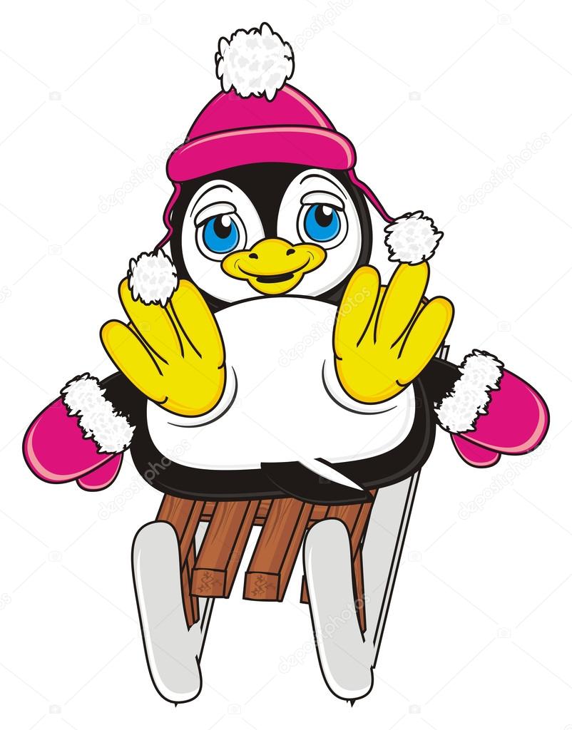 Penguin with sled Stock Illustration by ©tatty77tatty #122657176