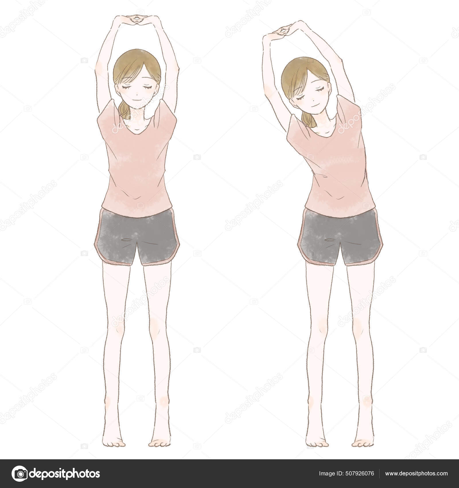 Woman Stretching Her Spine White Background Stock Vector Image by ...