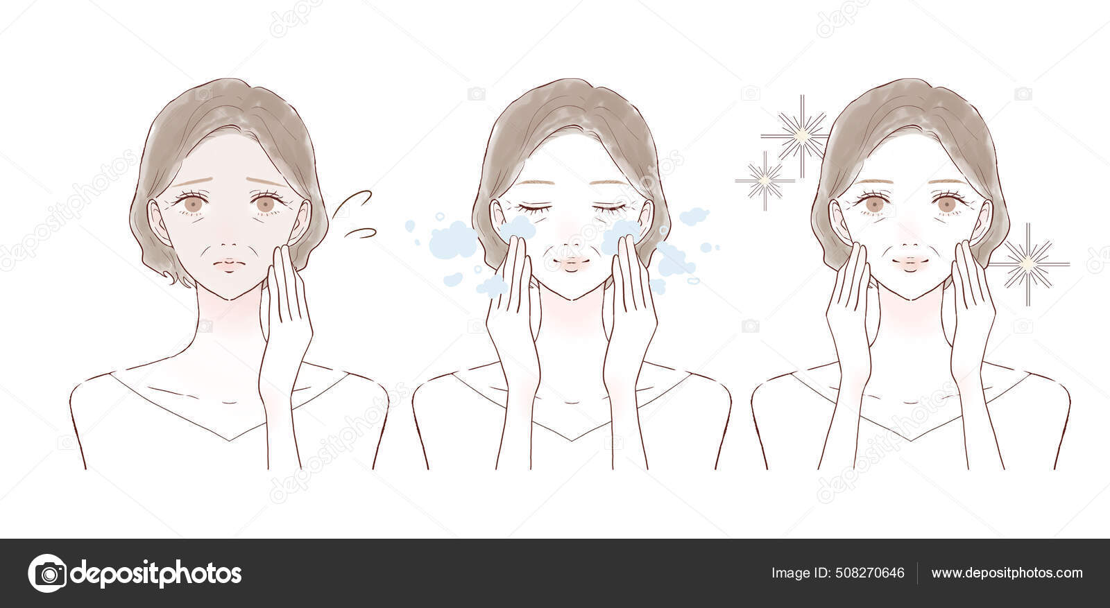 Middle Aged Women Suffering Dull Skin White Background Stock Vector ...