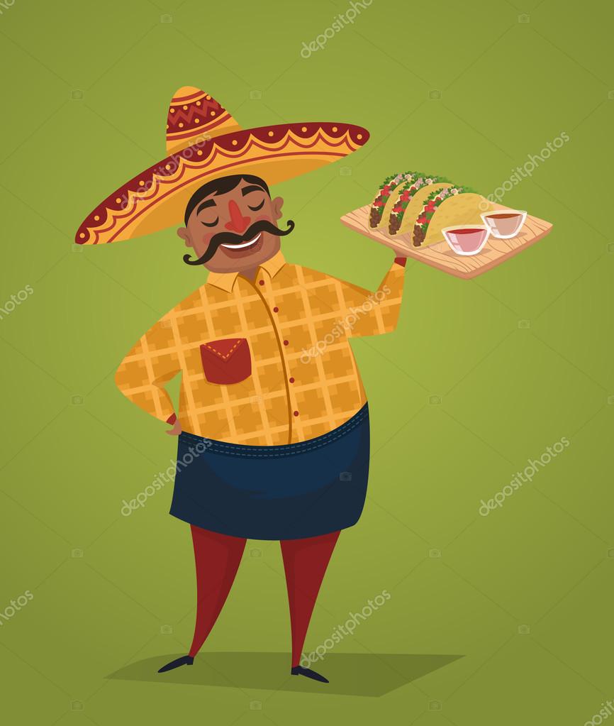 Mexican chef with tacos, vector cartoon character Stock Vector by ...