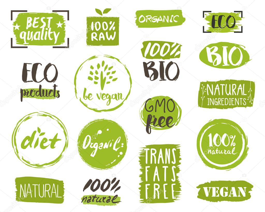 Organic food tags, elements and logo — Stock Vector © studioworkstock ...