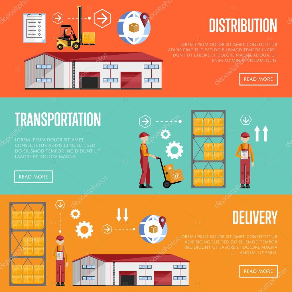 Warehouse process infographics banners. Stock Vector by ...