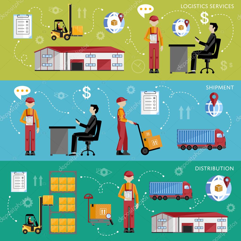 Warehouse process infographics four banners. Stock Vector by ...