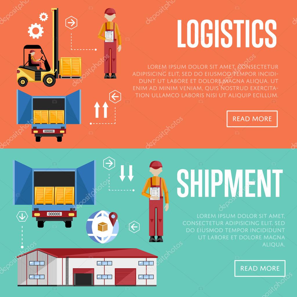 Shipment and logistic banners vector illustration. Stock Vector by ...