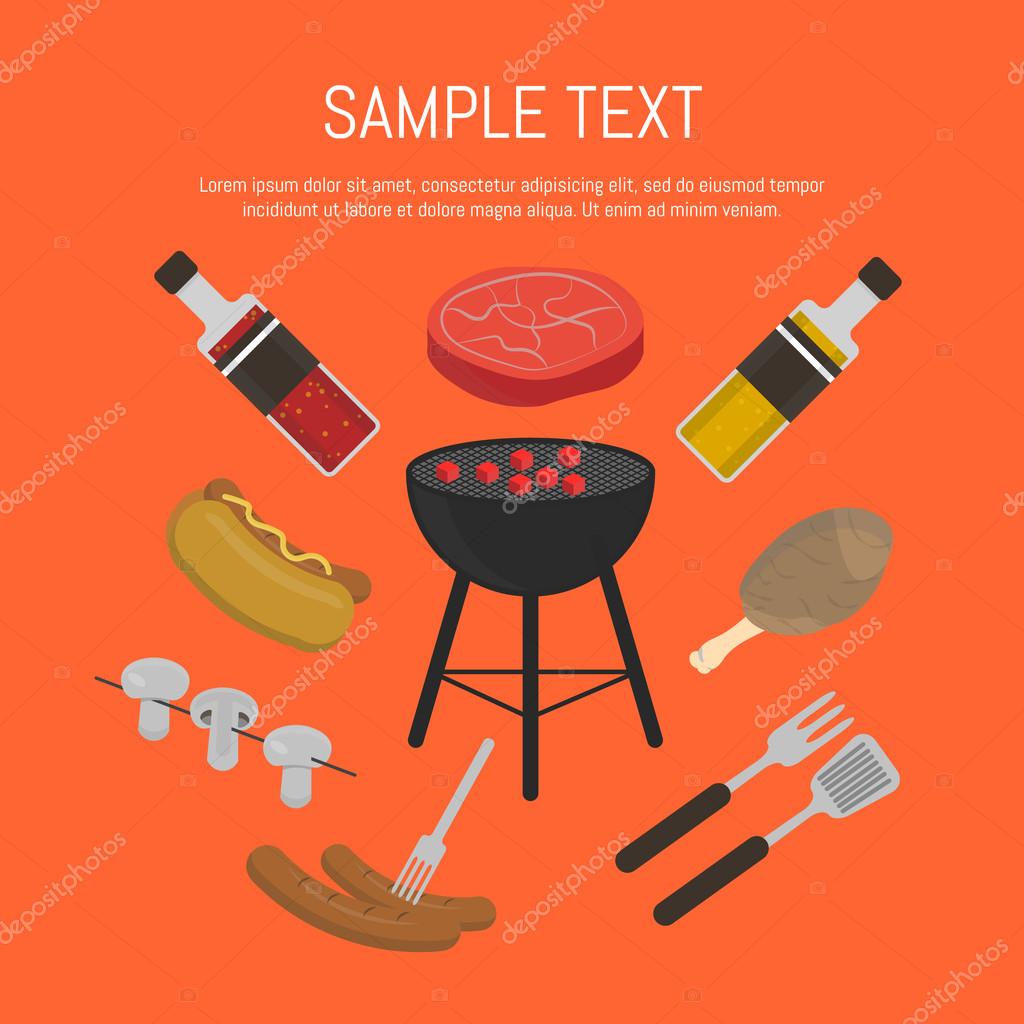 Barbecue grill card, design template. Stock Vector Image by ...
