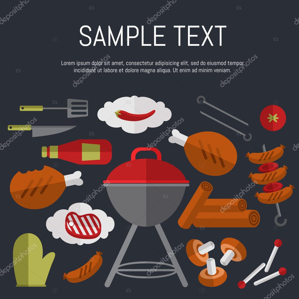 Barbecue grill card, design template. Stock Illustration by ...