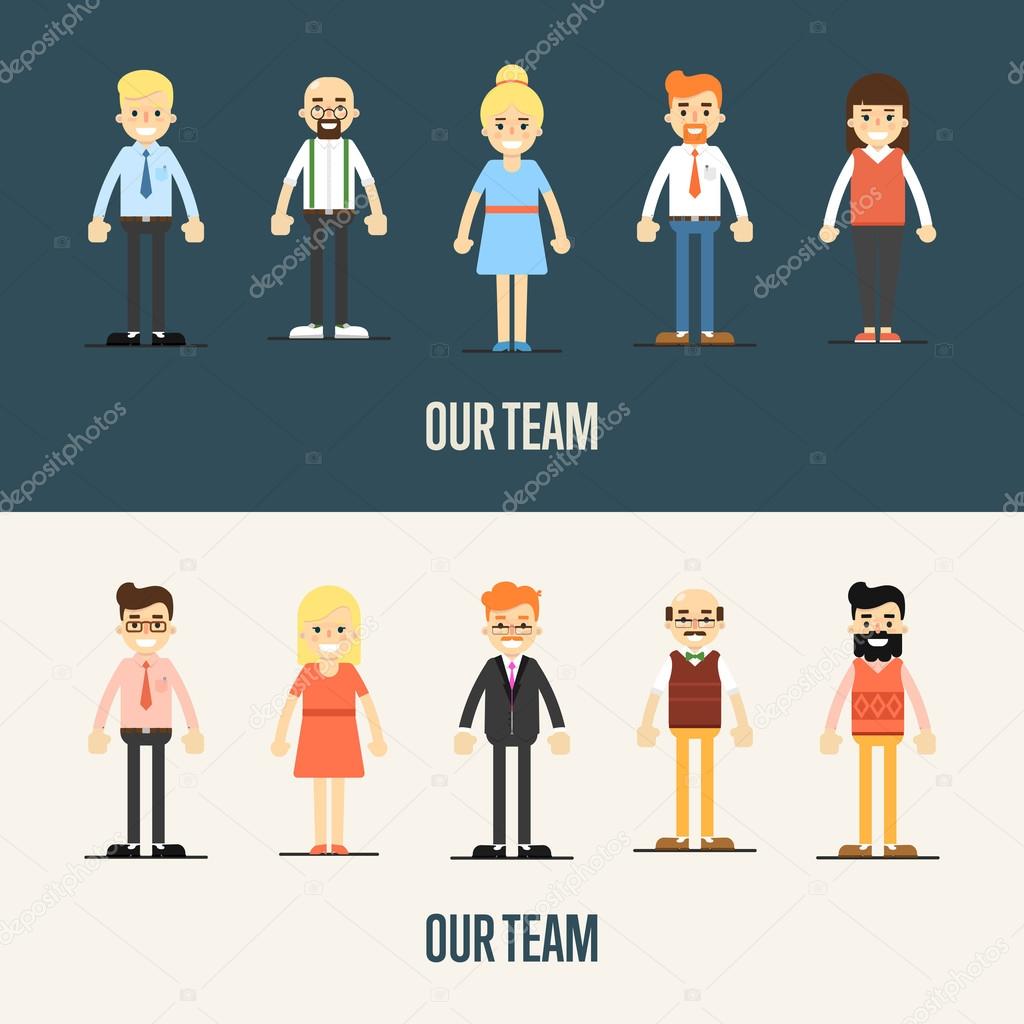 Our team banner with cartoon characters Stock Vector Image by ...