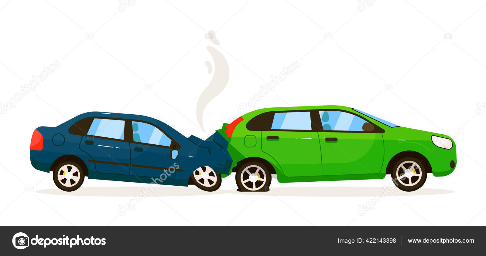 Rear End Collision Two Isolated Vector Car Impact White Road Stock ...
