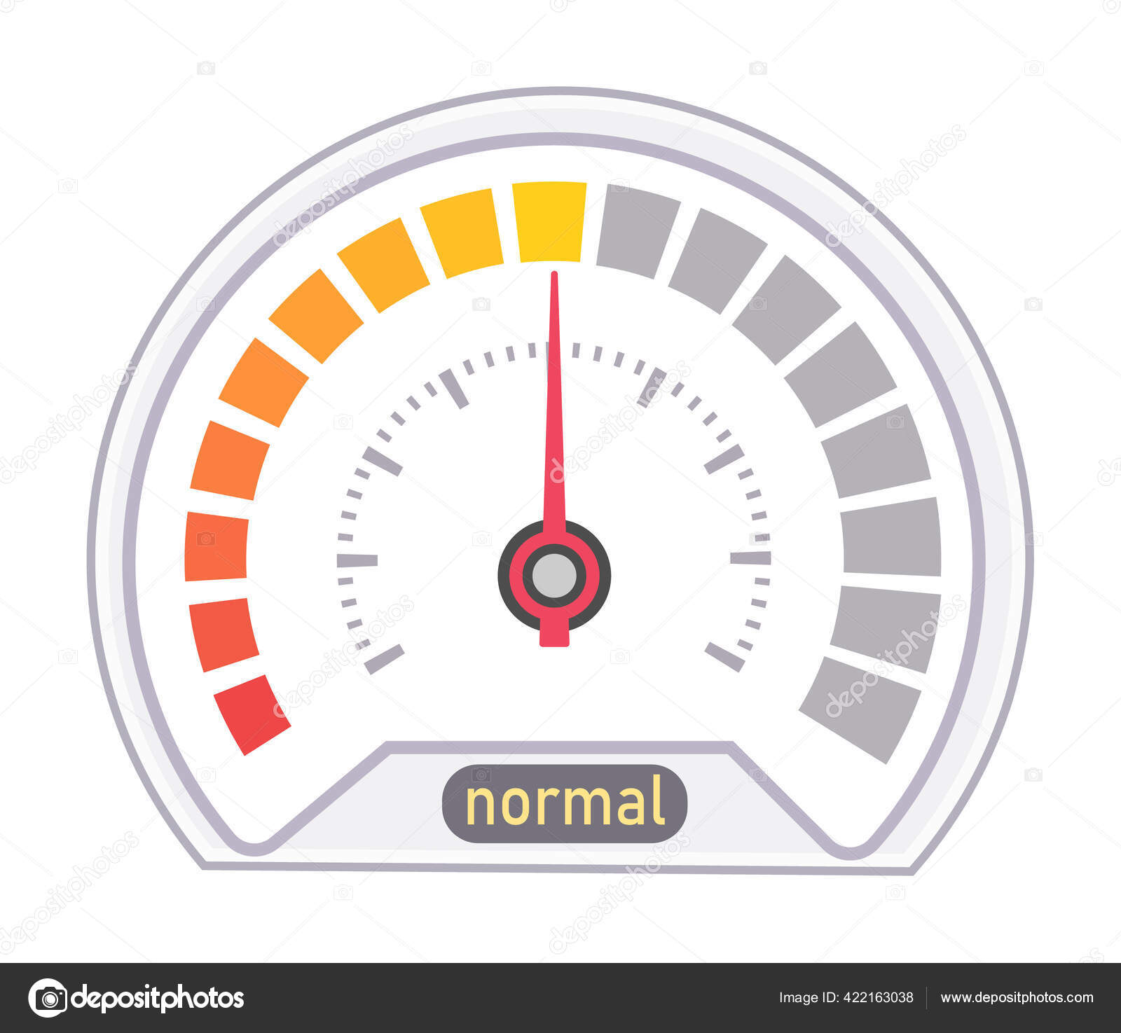 Velocímetro Que Indica Nivel Velocidad Normal Aislado Blanco Vector de ...