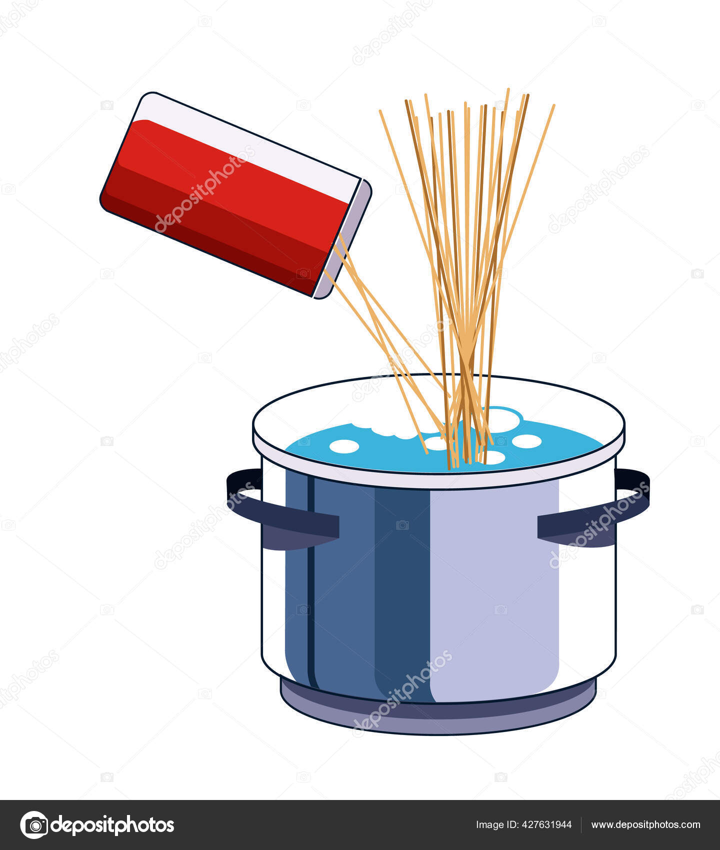 Boiling spaghetti process isolated on white background Stock Vector by ...