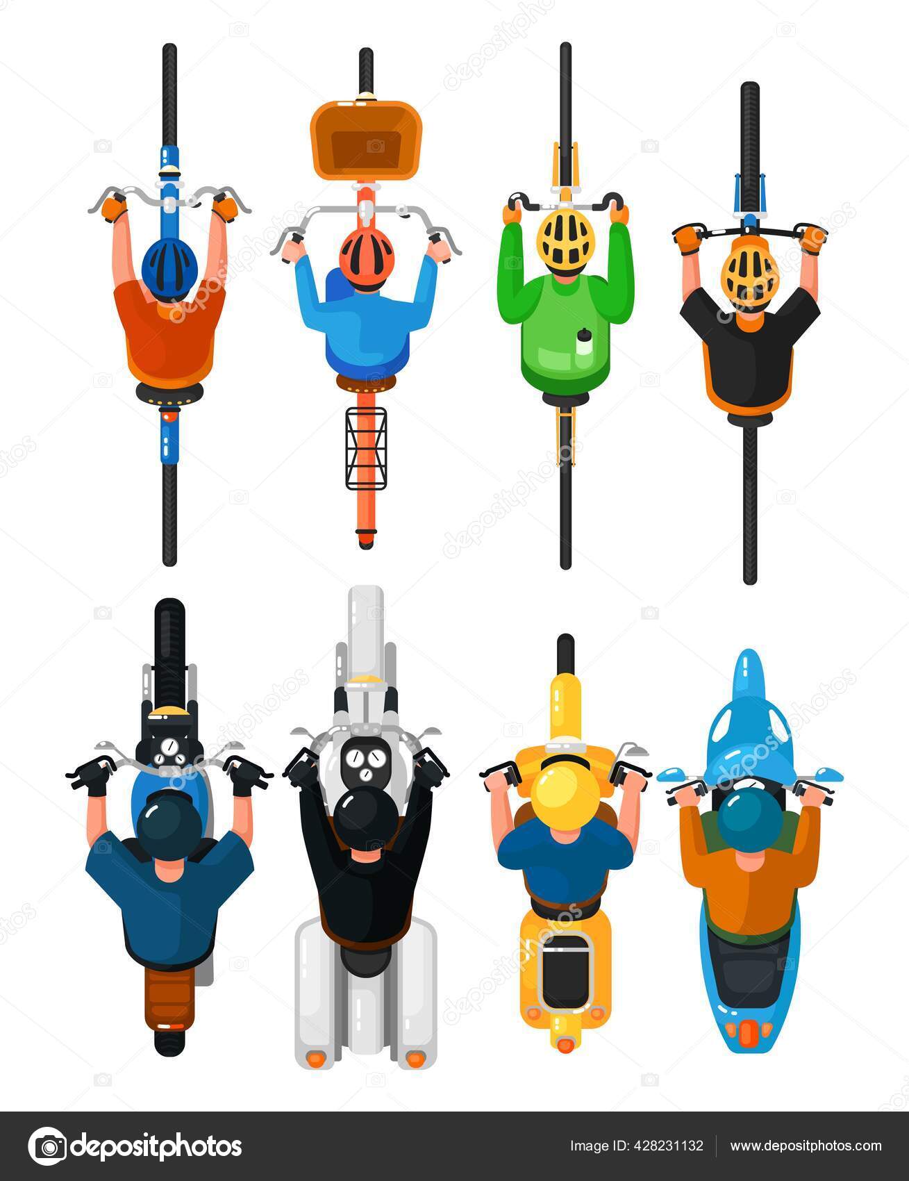 Bicycle and scooter top view vector illustration Stock Vector by ...