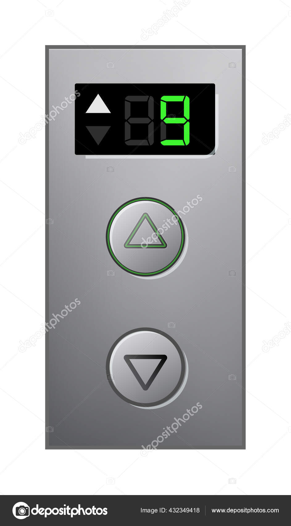 Elevator panel with arrow button and digital screen Stock Vector by ...