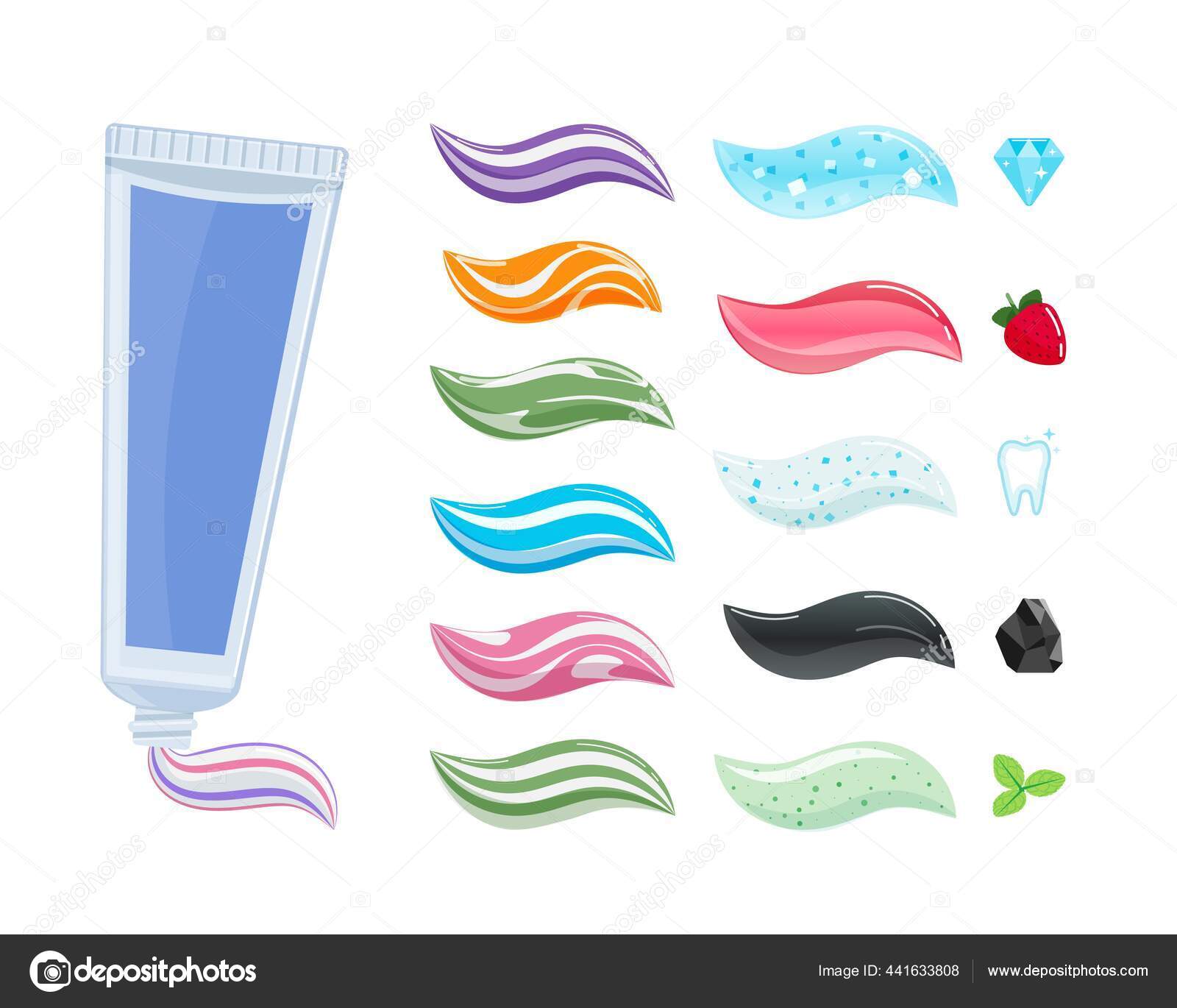 Tube with toothpaste different color and taste set Stock Vector by ...