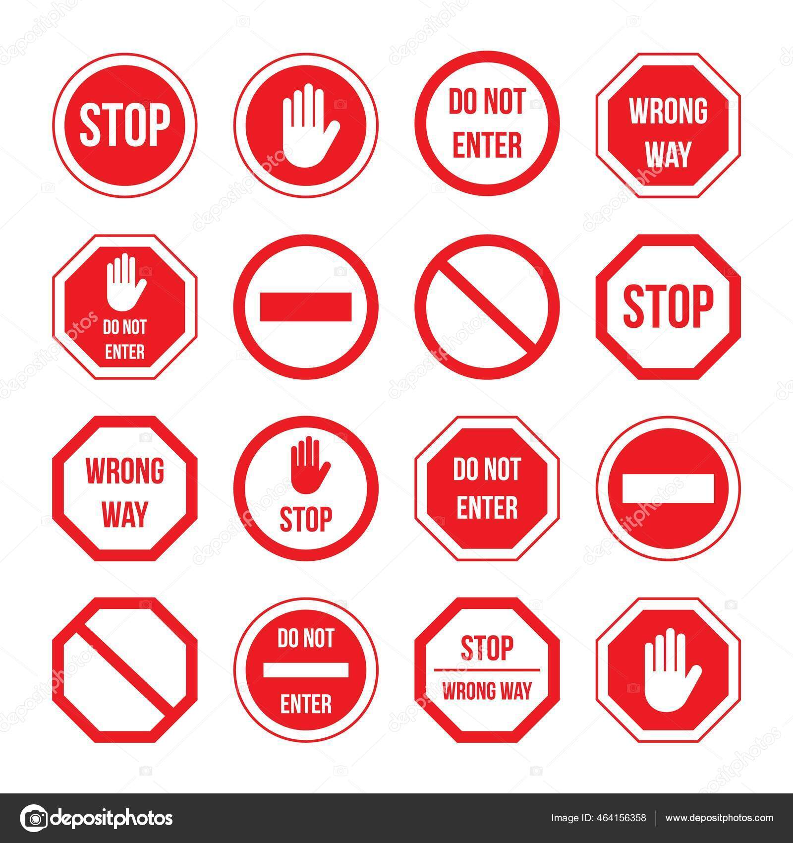 Stop sign with warning message information set Stock Vector Image by ...