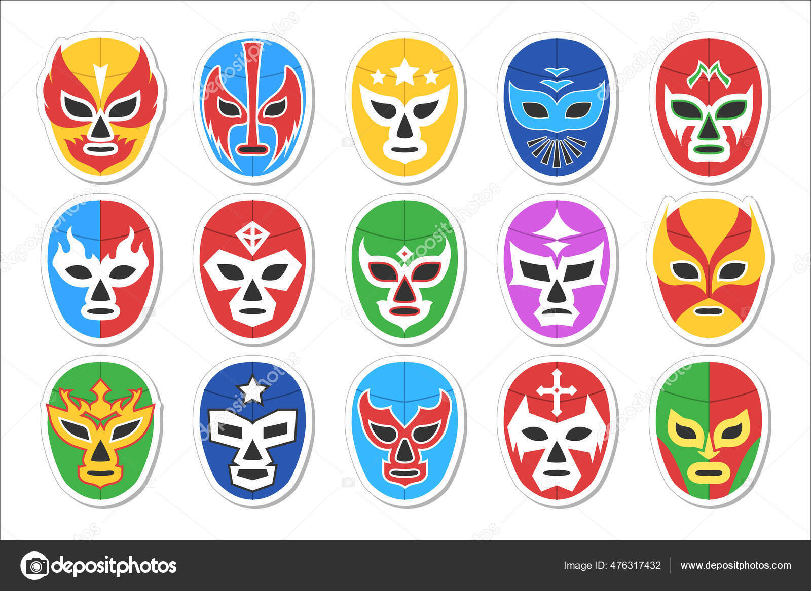 Lucha libre, luchador mexican face head mask set Stock Vector by ...