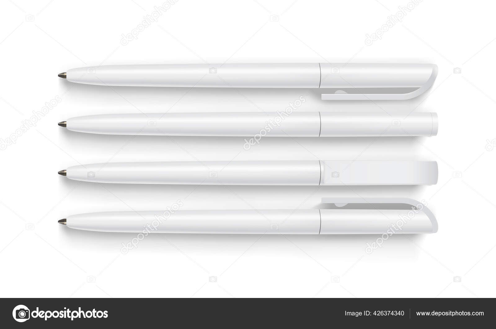 White Pen Isolated White Background Mock Vector Stock Vector by ...