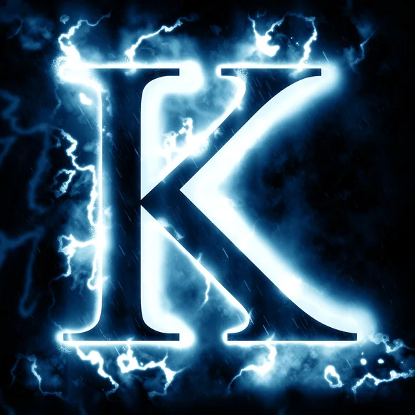 Letter K In Blue Fire