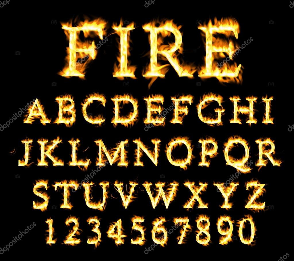 Fire font collection, alphabet of flame. — Stock Photo © xamtiw #110382966