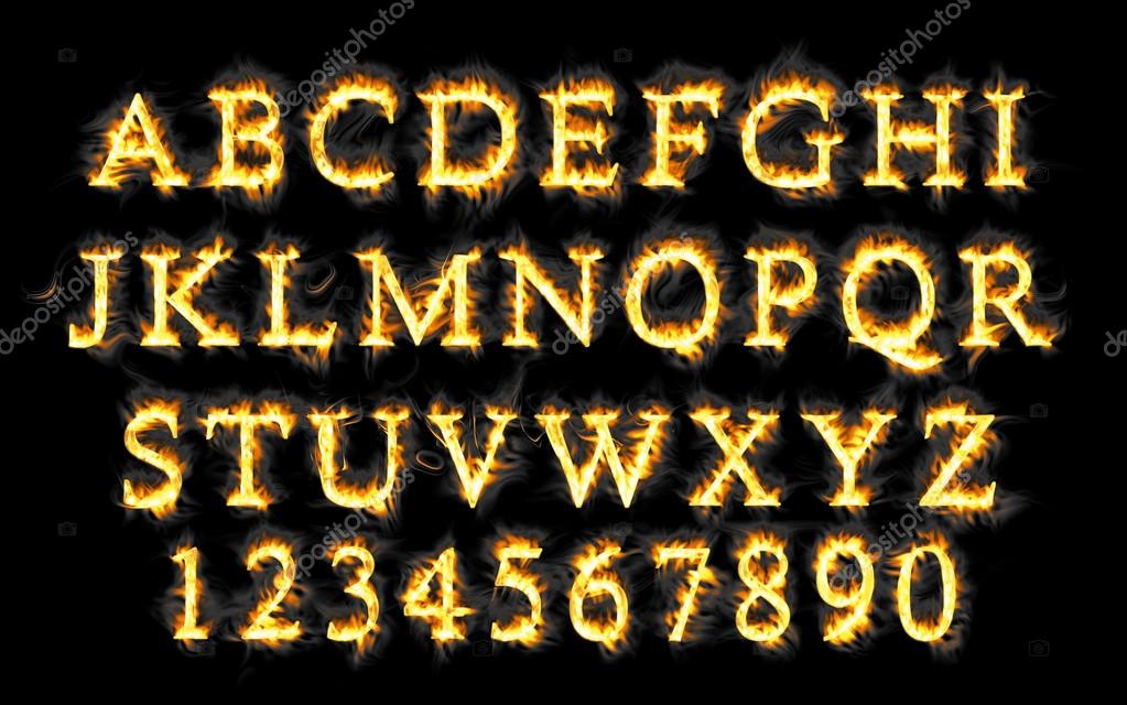 Fire font collection, alphabet of flame. Stock Photo by ©xamtiw 110680808