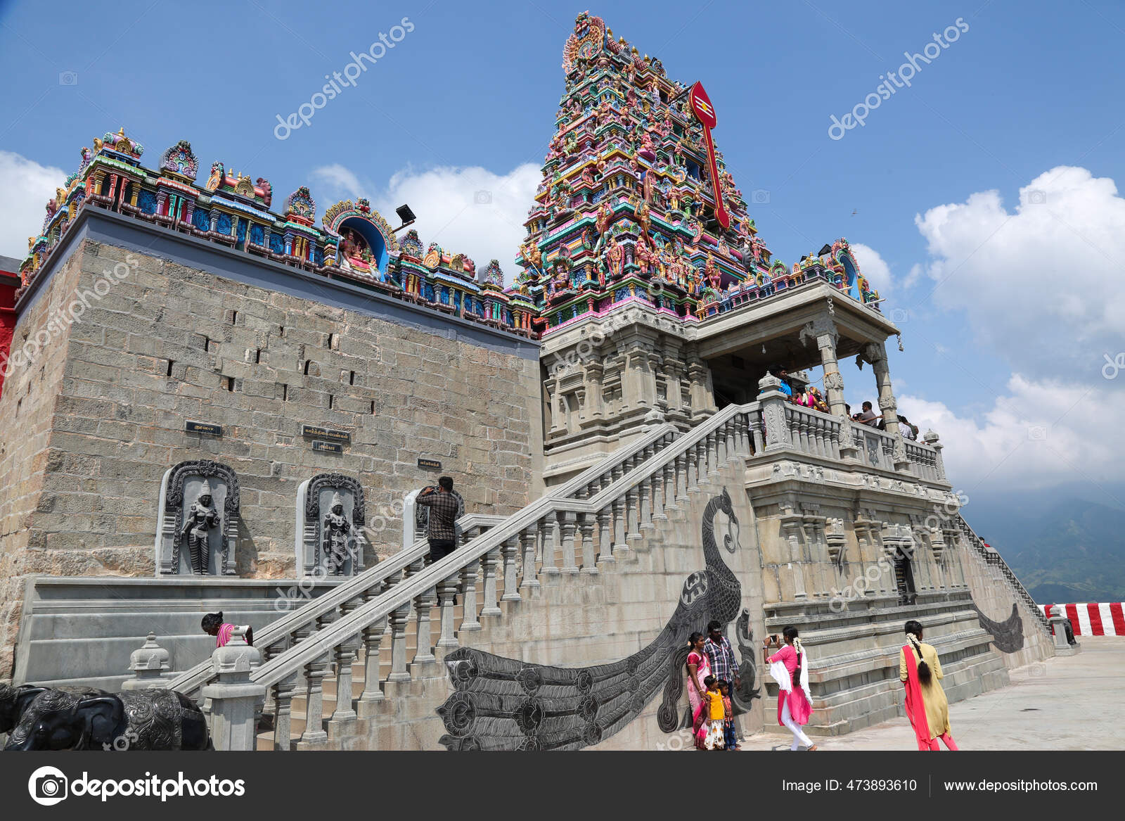 Low Angle View Thirumalai Kumarasamy Temple Panpoli Village Tenkasi ...