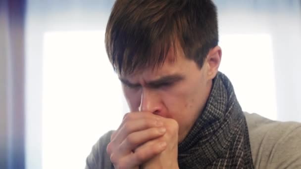 Sick man coughing really hard. Dynamic shot — Stock Video © bazava ...