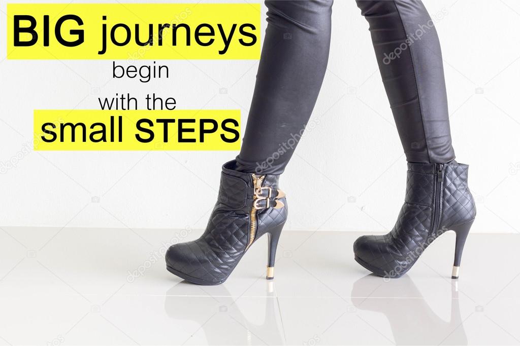 Word Big journeys begin with the small steps.Inspirational motivational ...