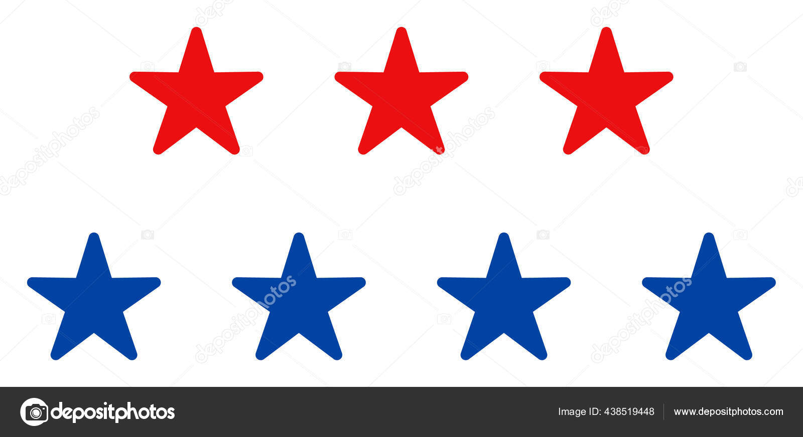 Flat Raster Star Layers Icon in American Democratic Colors with Stars ...