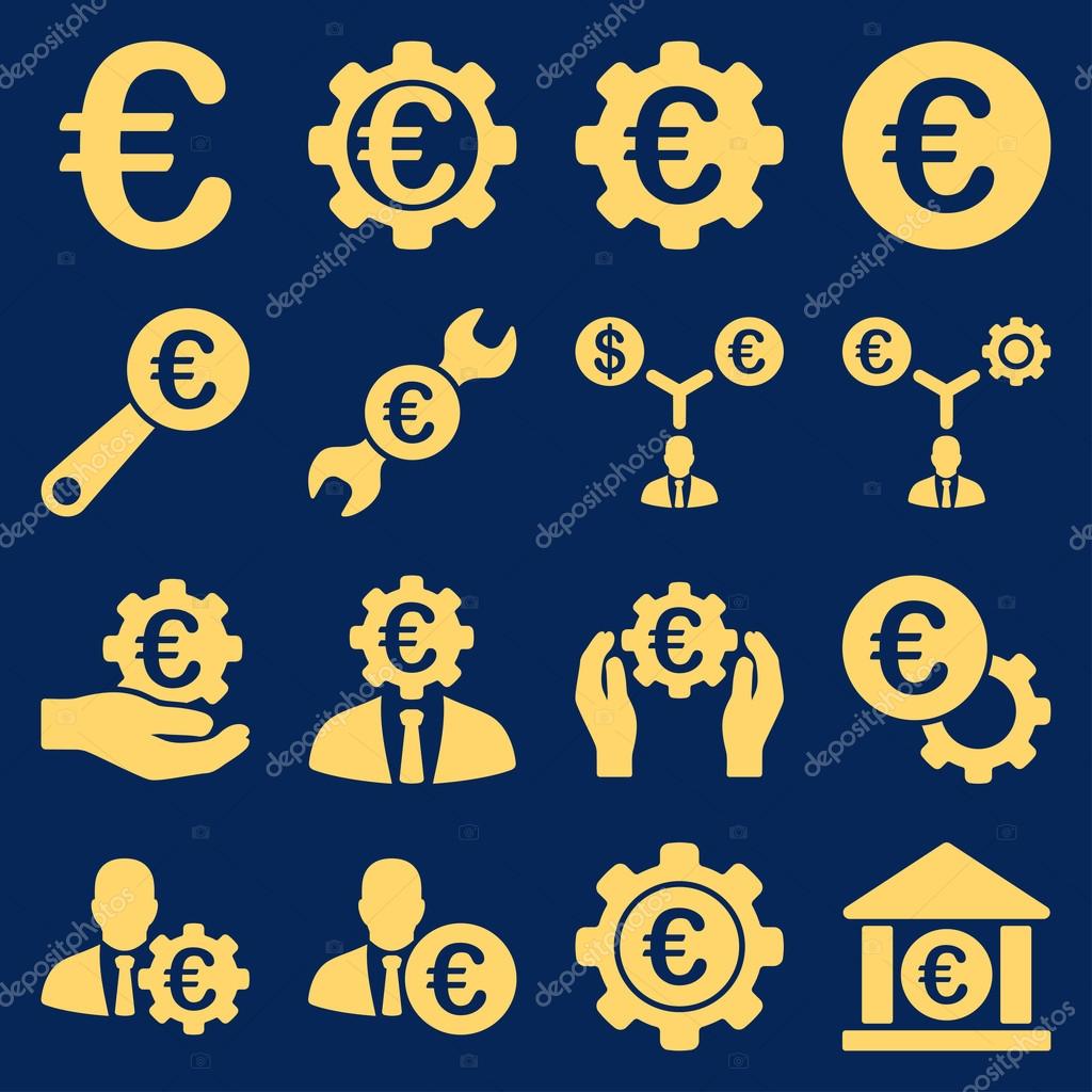 Euro banking business and service tools icons Stock Vector Image by ...